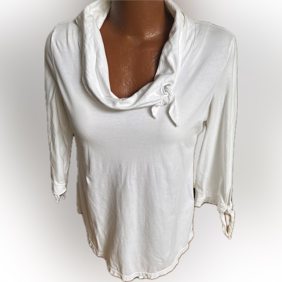 neon buddha | Tops | Neon Buddha White Cotton 34 Sleeve Cowl Neck ...